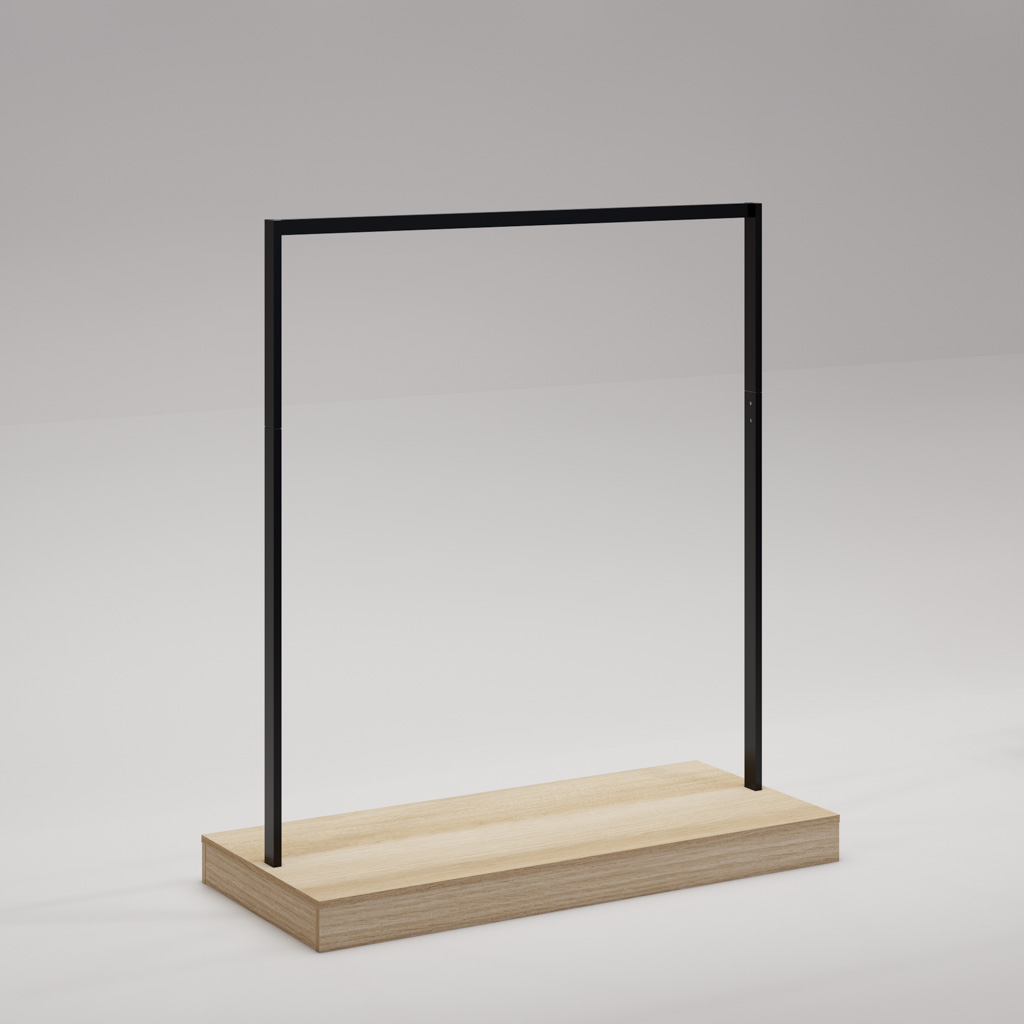 Linear Clothing Rack with Plinth Base, 1390mm High - Apex Display